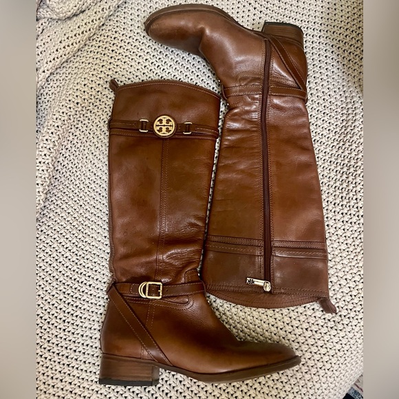 Tory Burch | Shoes | Tory Burch Calista Cognac Leather Heeled Riding ...
